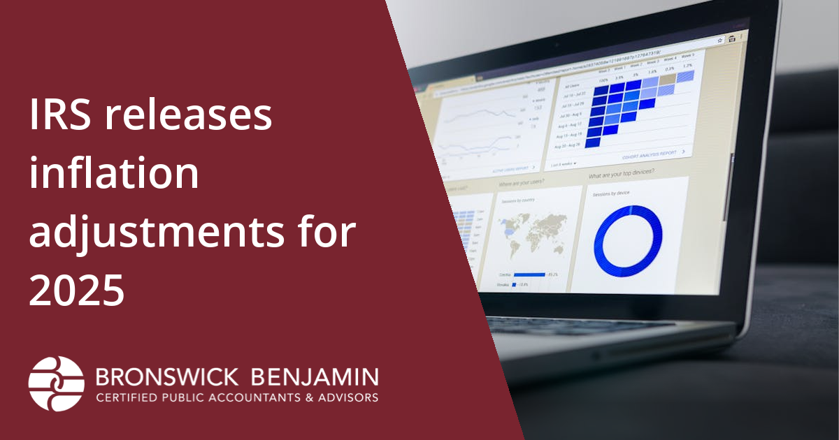 IRS releases inflation adjustments for 2025 - Bronswick Benjamin